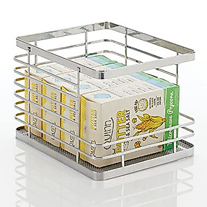 mDesign Stacking Wire Baskets Food Organizer Storage Metal Basket with Open Front for Kitchen Cabinet, Pantry, Cupboard, and Shelves - Organize Fruits, Snacks, and Vegetables - 4 Pack - Chrome