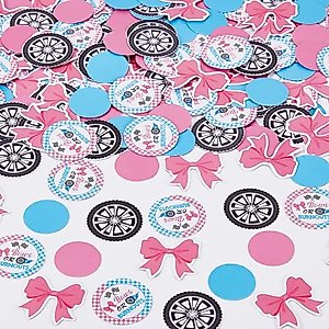 200pcs Burnouts or Bows Gender Reveal Confetti, Pink and Blue Paper Confetti Round Confetti Dots for Baby Shower Gender Reveal Party Decorations (5 styles)