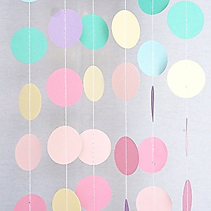 Chloe Elizabeth Circle Dots Paper Party Garland Streamer Backdrop (10 Feet Long) - Unicorn Pastel