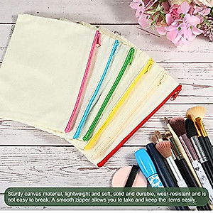 YOKIVE 10 Pack Canvas Zipper Pouch, Crafts DIY Blank Makeup Bags | Pencil Case Organizer Pocket, Great for Office Travel(Red, 7.9 x 5.5 Inch)