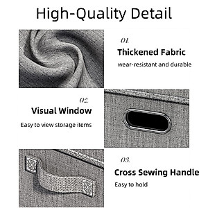 Cosaving Foldable Storage Ottemen with Handles Linen Fabric Foldable Storage Boxes Cover for Home Bedroom Closet Office Nursery13x10x7inches Grey
