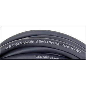 GLS Audio 25 feet Speaker Cable 16AWG Patch Cords - 25 ft 1/4" to 1/4" Professional Speaker Cables Black 16 Gauge Wire - Pro 25' Phono 6.3mm Cord 16G - Single