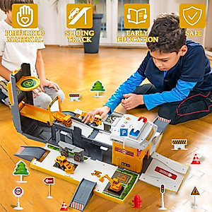 Itcaoseklu Race Track Car Cargo Truck Toy, Engineering Truck with Sound and Light,Vehicle Toy Gift for 3 4 5 6 7 8 Year Old Kids Boys Girls