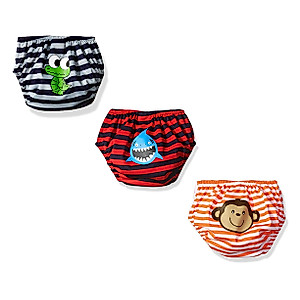 KIKO & MAX Baby Boys' Infant Three-Pack Absorbant Reusable Swim Diaper (Small)