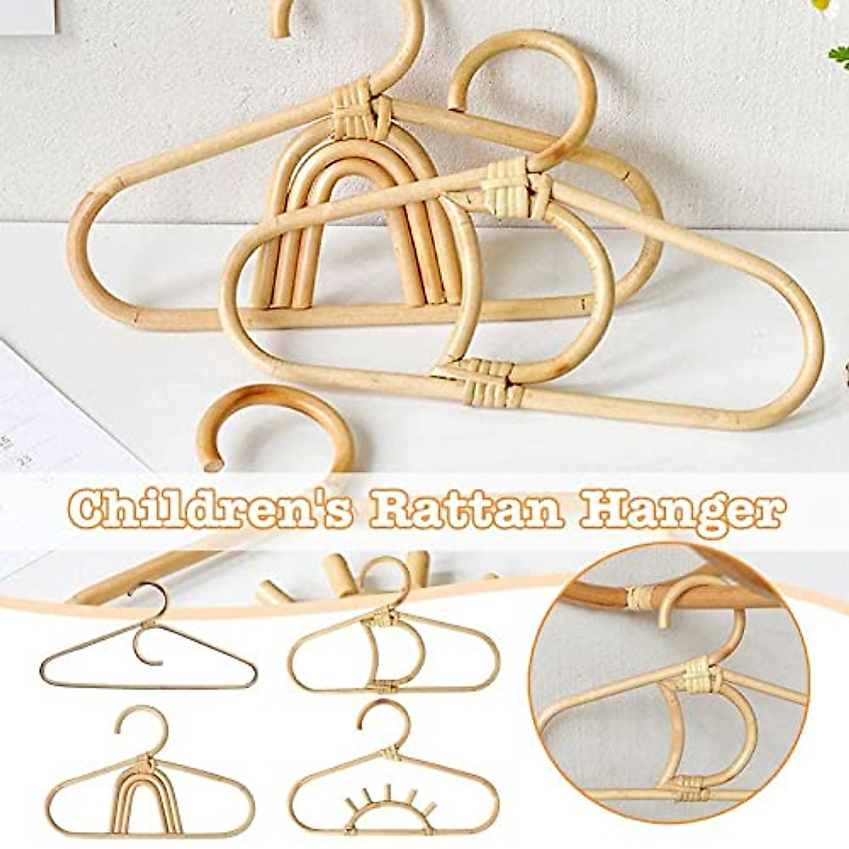 Rattan Hanger Kids Garments Organizer Rack Hat Hanging Hook Hooks Hanger Kids Room Rattan Wall Children's Hanger Decor