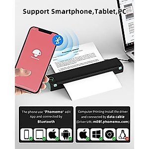 Phomemo Portable Printer Wireless for Travel, [New] M08F-Letter Bluetooth Mobile Printer Support 8.5" X 11" US Letter, No-Ink Thermal Compact Printer, Compatible with Android and iOS Phone & Laptop