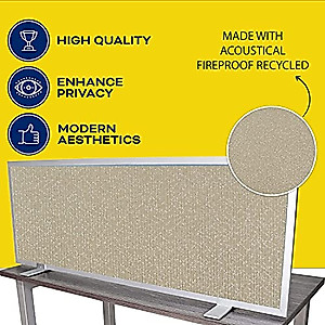 Obex Acoustical Free Standing Screen, Cubicle Accessories Privacy Panel, Desk Office Furniture Partitions Portable Sound Proof Dividers, 24" x 24", Natural