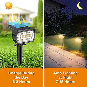 LANSOW Solar Spot Lights Outdoor, [8 Pack/57 LED] 2-in-1 Solar Landscape Spotlights, 3 Modes IP65 Waterproof Dusk to Dawn Solar Powered Flood Wall Lights for Outside Yard Garden Pathway(Warm White)