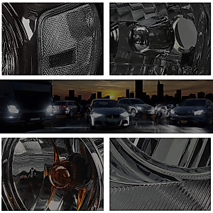 2Pcs Replacement Headlights Assembly Compatible with Ford F150 04-08/Lincoln Mark LT 06-08,Smoked Lens/Clear Corner