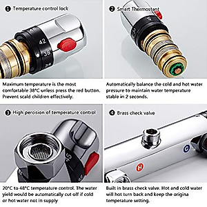 Bathroom Thermostatic Shower Mixer Wall Mount Hot Cold Water Showering Faucet Temperature Control Valve