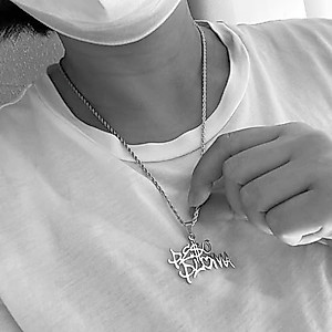 Holy rose Rapper Necklace with Rope Chain Merch Outfit Signature Neckace for Men women Gift for Fans(wihte)
