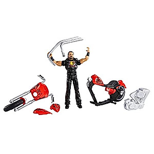 WWE Wrekkin Slam Cycle Motorcycle (10.5 in) with Wheelie Action and 9 breakable parts, with 6-in/15.24-cm Drew McIntyre Basic Action Figures; Gift for Ages 6 Years Old & Up