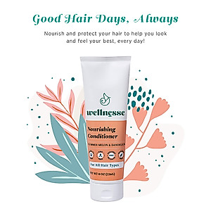 Wellnesse: Nourishing Conditioner - For All Hair Types - 8 oz - Summer Melon and Dandelion - Detangle, Moisturize & Add Volume - Cruelty-Free, Non-GMO, No Parabens, Sulfates, Silicone
