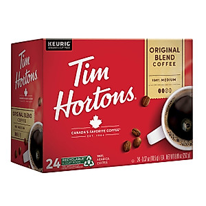Tim Hortons Original Blend, Medium Roast Coffee, Single-Serve K-Cup Pods Compatible with Keurig Brewers, 24ct K-Cups