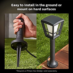 Philips Hue Econic White & Color Ambiance Outdoor Smart Pathway Light Base Kit + Light Extension + Smart Hub