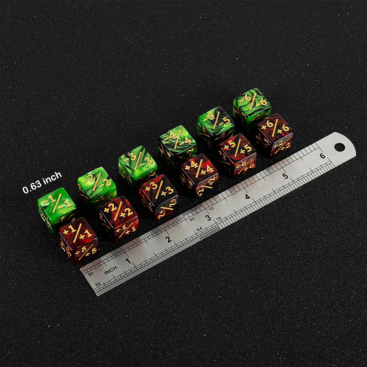 24 Pieces MTG Dice Counter Magic The Gathering Counters +1/+1 Dice Set Loyalty Life Tokens Gifts for Cards Gaming Accessories (Ruby, Emerald)