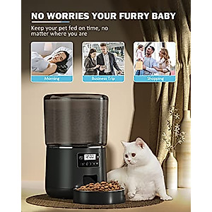 Tomxcute Automatic Cat Feeders, 4L Cat Dry Food Dispenser, Auto Dog Feeder Small Timed Pet Feeder with Stainless Steel Bowl, Push-Type Clog-Free Design, 1-4 Meals Portion Control for Cats and Dogs