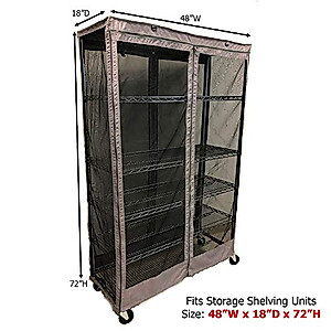 Formosa Covers Storage Shelving Unit Cover fits Racks 48" Wx18 Dx72 H Netting (Cover only)