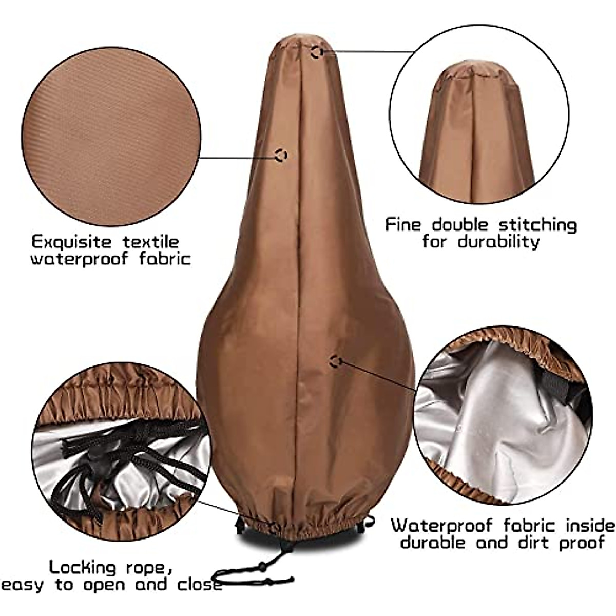 Chiminea Covers Waterproof, Protective Fire Pit Heater Cover, Chiminea Caps, Outdoor Patio Chiminea Covers, Durable Cover for Clay Chiminea , Brown (M:12"X28"X48")