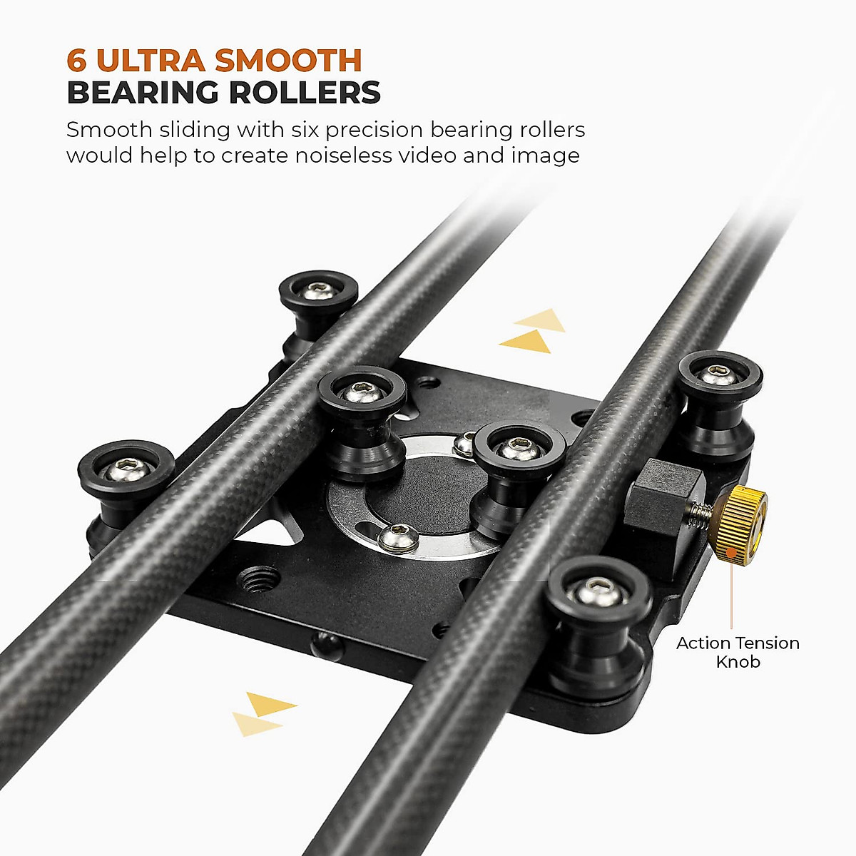 LimoStudio (Upgraded) 47 in Carbon Fiber Camera Slider / 120cm Dolly Track Rail, Smooth Bearing Stabilizer, Height Adjustable, Spirit Level, AGG1982