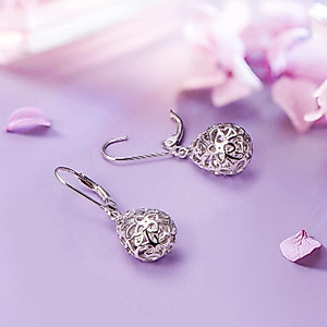 SHAOAN 925 Sterling Silver Filigree Dangle Drop Earrings Celtic Knot Leverback Teardrop Earrings for Women Jewelry for Mother’s Day