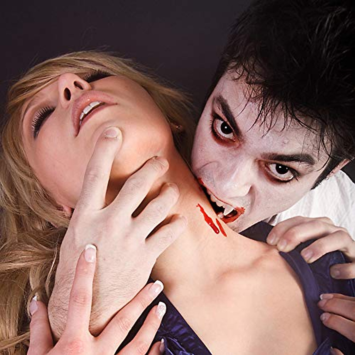 4 Pairs Halloween Vampire Teeth,1Pieces Upgraded Teeth Pellets Adhesive,4 Difference Size Fangs Fake Teeth for Halloween Party Cosplay Prop Decoration