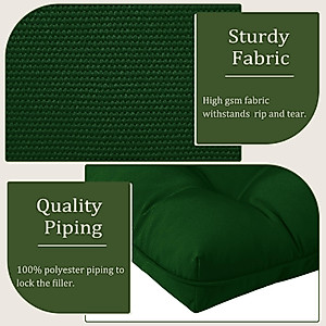 LOVTEX Tufted Bench Cushions for Outdoor Furniture Waterproof, 44 x 19 InchesPatio Swing Cushions Green - Overstuffed Indoor/Outdoor Loveseat Cushions with Round Corner