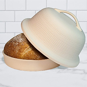 Sassafras Superstone Stoneware La Cloche Bread Baker, Unglazed, Bakes an Artisan Bread with Crusty Crust and a Light Crumb