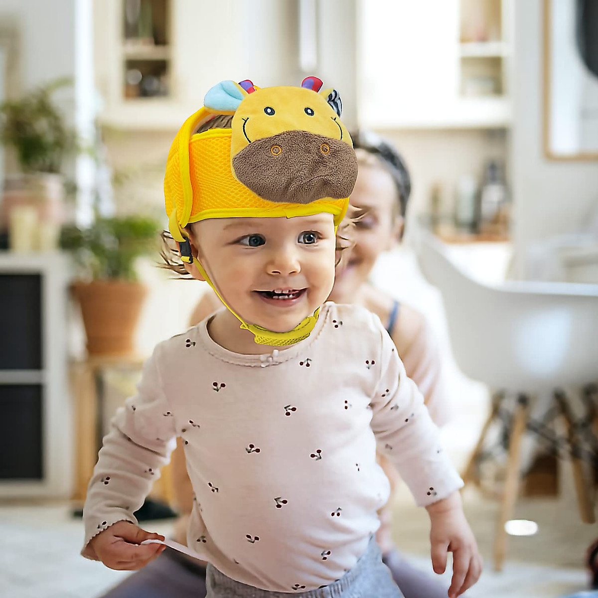 Entyle Baby Safety Helmet, Infant Toddler Adjustable Protective Hat, Head Protector for Crawling walking, Soft Headguard Infant Head Cushion for Learning to Climb and Walk (Yellow Deer)