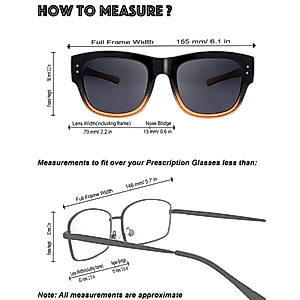 The Fresh High Definition Polarized Wrap Around Shield Oversized Sunglasses for Large Prescription Glasses - Gift Box Package (F606-Crystal Black/Brown for Large Glasses, Grey)