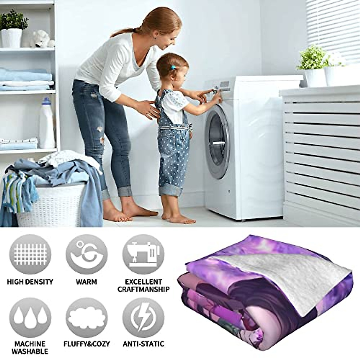 Anime Blanket Cute Blankets Fluffy Fleece Flannel Soft Throw Blankets Cozy Flannel Gift Blanket for Bed Couch Camping All Season 40"x50"