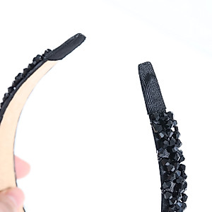 Gmmidea Crystal Rhinestone Headbands for Women Girls Bling Sparkly Headband Beaded Padded Hair Band Holiday Wedding Hair Accessories Black