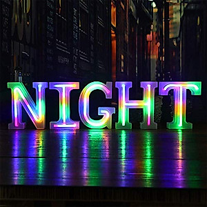 Newly Upgrade LED Neon Letter Lights Marquee Alphabet Light Up Letters with Remote Control，USB/Battery Powered Light Up Letters for Home Decoration Colourful (RC-Y)…