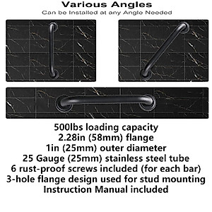 2 Pack 12 Inch Oil Rubbed Black Shower Grab Bar, iMomwee Stainless Steel Elderly Safety Bars, Bathroom Shower Balance Bar, Hand Rail Support, Handicap Senior Disabled Assist Bath Handle (1" Diameter)