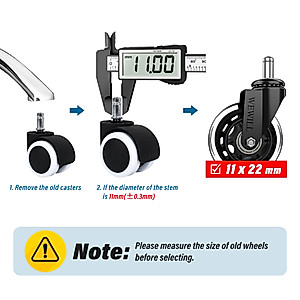 WEWILL Rollerblade Office Chair Wheels Replacement 99% Universal Fit Chair Casters(Set of 5) Heavy Duty Rubber Casters 3 INCH Smoothly & Quietly Safe for All Floor, Hardwood, Tile, Carpet