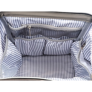 The Kennedy Diaper Bag Backpack for Mom or Dad with Stroller Straps, Baby Changing Pad & USB Hub, Neutral (Grey)