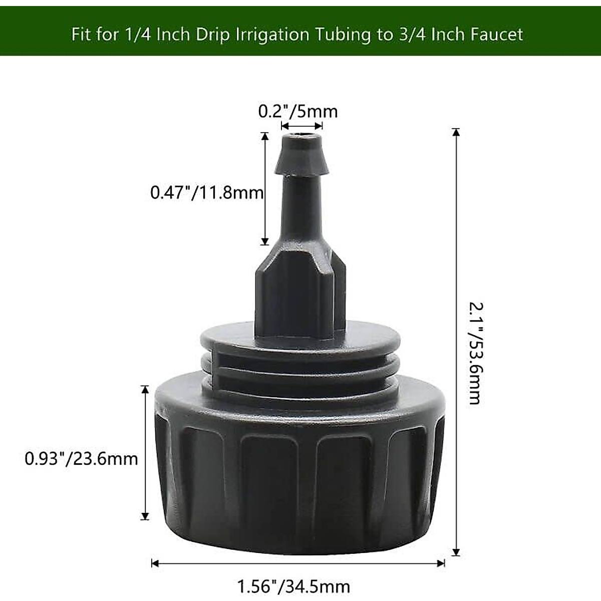Yulaiyoen Drip Irrigation Hose Connectors,1/4 Inch Drip Irrigation Tubing x 3/4 FHT Swivel Garden Faucet Adapter, Convert 3/4" Garden Hose to 1/4" Drip Pipe for Irrigation Kits (3-Pack)