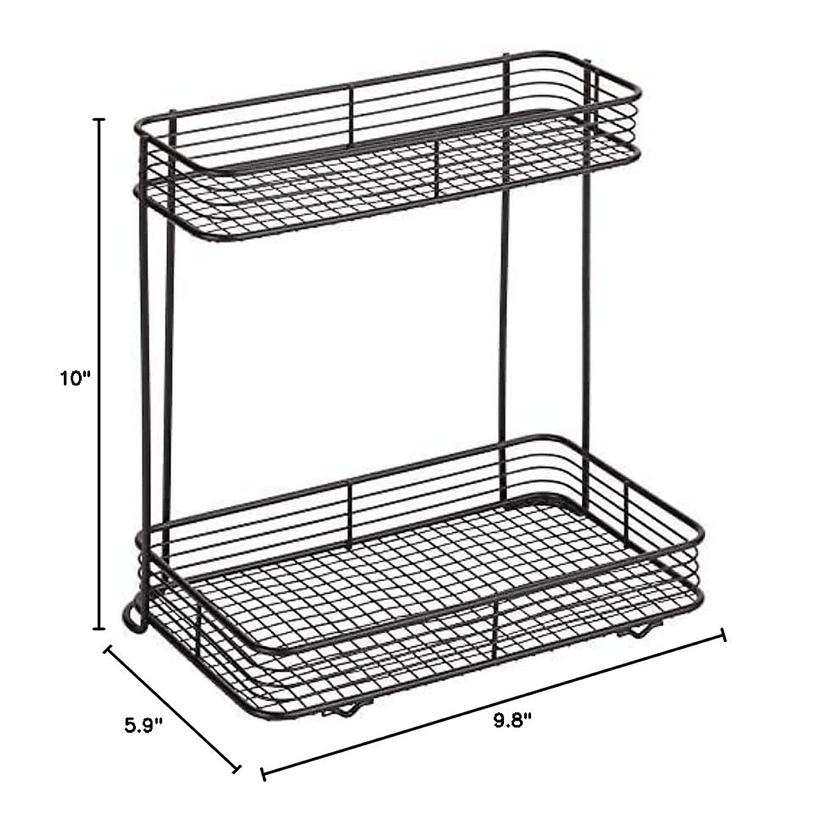 iDesign Vienna Steel Free-Standing 2-Tier Storage Shelf - 5.9" x 9.8" x 10", Matte Black