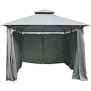 Generic 10' x 13' 2 Tier Steel Outdoor Garden Gazebo with Vented Soft Top and Removable Curtains