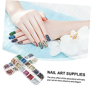 FRCOLOR 6 Boxes Nail Sequins Mettalic Nail Charm Nail Glitter Flakes Nail Art Sequin Nails Decoration Colored Aluminum foil Nail Art Decal Nail Decor Manicures Foils Accessories 3D Chunk