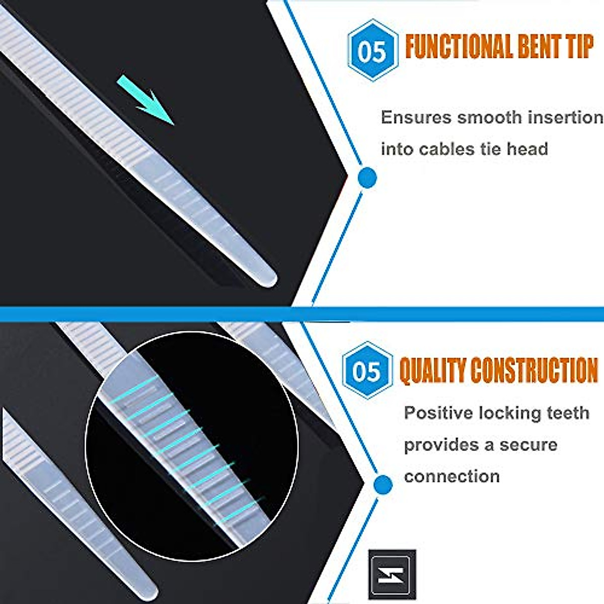 100 8 inch pieces Cable Zip Nylon Heavy Duty Self Locking Wire Ties,