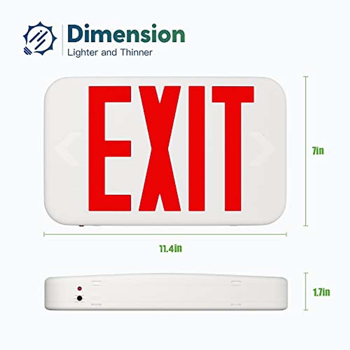 FREELICHT Red LED Exit Sign with Battery Backup，Exit Sign for Business，Easy to Install，UL Certified，AC 120/277V，Pack of 10
