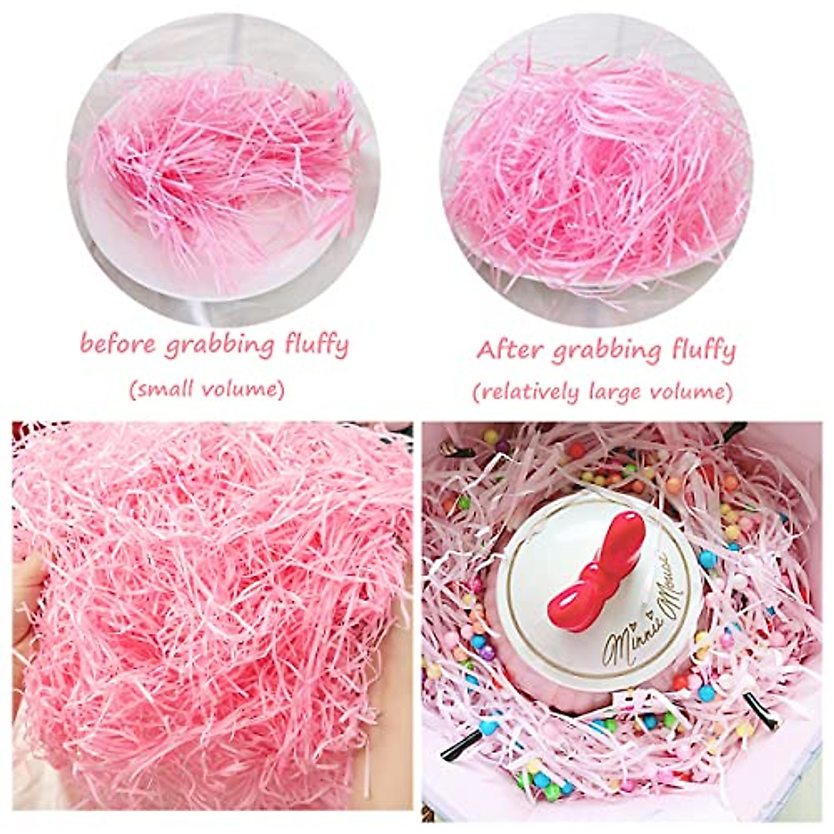 HLNLSU Cut Paper Shred Filler (1 LB) for Packing and Filling Gift Baskets,Multi-color optional (White)