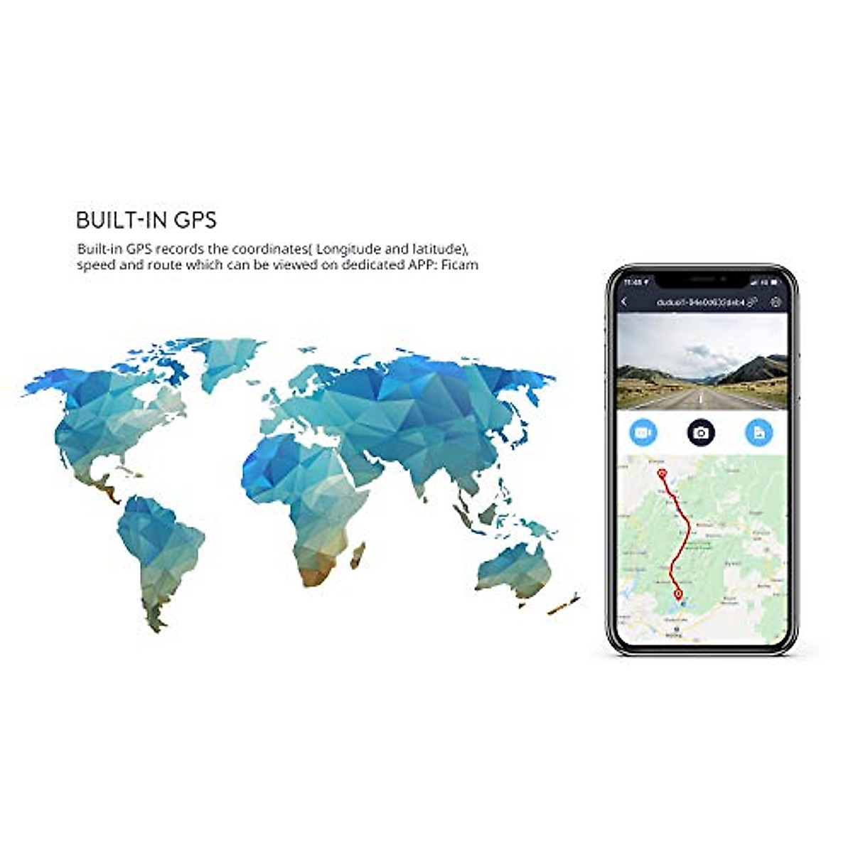 COOAU Dash Cam, 64GB SD Card Included, 1080P FHD Built-in GPS Wi-Fi, Front and Inside Car Camera Recorder for Uber with Infrared Night Vision, Sony Sensor, 4 IR LEDs，G-Sensor, Parking Mode