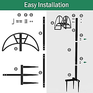 Garden Hose Holder, ROSSNY Metal Hose Stand Detachable Water Hose Holder Freestanding Hose Holders for Outside with 3 Long Spiky Feet Heavy Duty Hose Hanger Garden Hose Storage for Garden