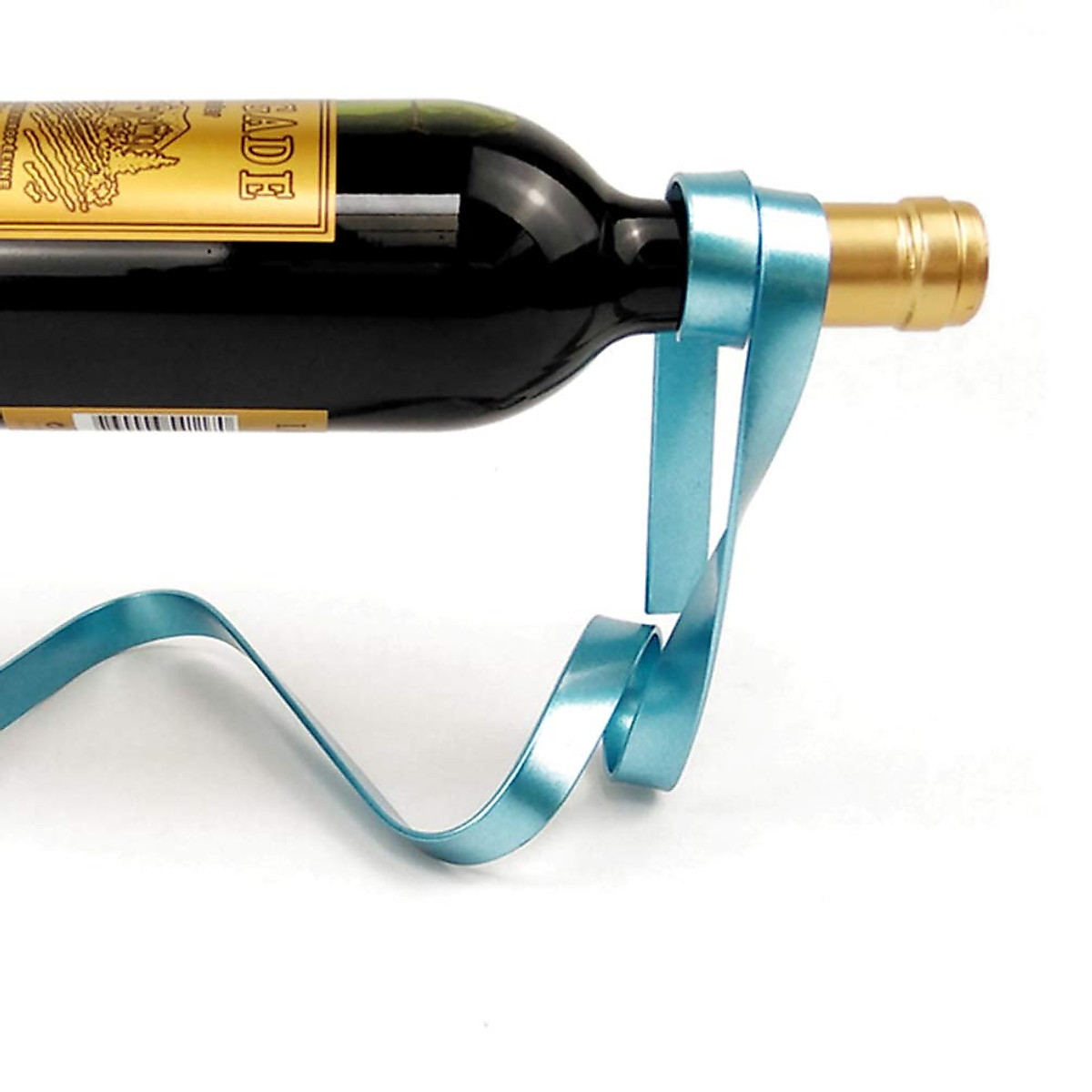 1pc Iron Decoration Rack Suspension Holder Decorative Home Bracket Floating Bottle for Ribbon Wine Novelty Suspended Office Rope Stand Table Silk Sky-blue