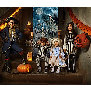 Generic Halloween Door Cover Decorations Scary Skeleton Theme Door Backdrop Halloween Photo Props Halloween Party Front Door Decorations Banner (6x3（180cmx90cm）)