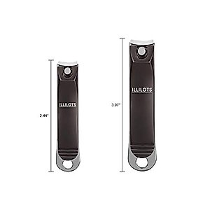 Nail Clippers Set with Build-in Nail File, Durable Sharp Fingernail Clipper and Toenail Clipper with Tin Case, Matte Gray