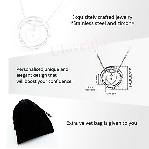 Uloveido Stainless Steel Circle Round Ring Necklace Christian Jewelry Engraved Faith As Small As A Mustard Seed Can Move Mountains Y958 (Heart Seed)
