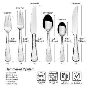 Mikasa Hammered Opulent Flatware, 75 Piece Set, Silver